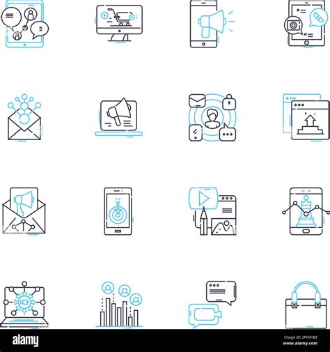 Social Strategy Linear Icons Set Engagement Insights Metrics