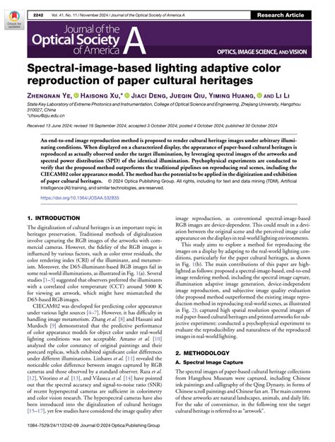 Spectral Image Based Lighting Adaptive Color Reproduction Of Paper Cultural Heritages Request Pdf