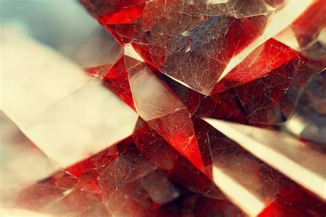 추상 레드 크리스탈과 바위 기하학적 럭셔리 디자인 3d 그림 프리미엄 사진