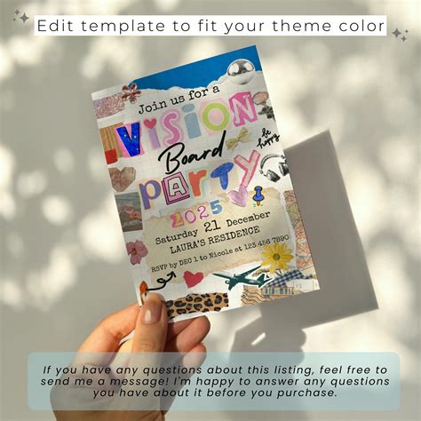 Vision Board Party Invite 2025 Girls Night Digital Invite Etsy