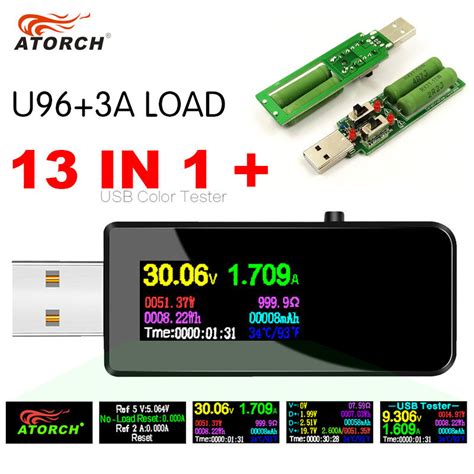 Usb 테스터 전류 전압 표시기 전기 전류계 전력계 충전 Dc 디지털 멀티미터 전압계 전력계 U96p 13 인 1 측정