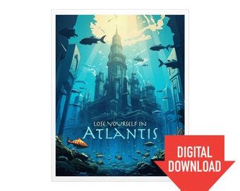 Atlantis Print Wall Art Full Color Digital Download Digital Print 2 4