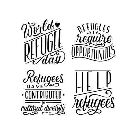 Free Vector Lettering World Refugee Day Stickers