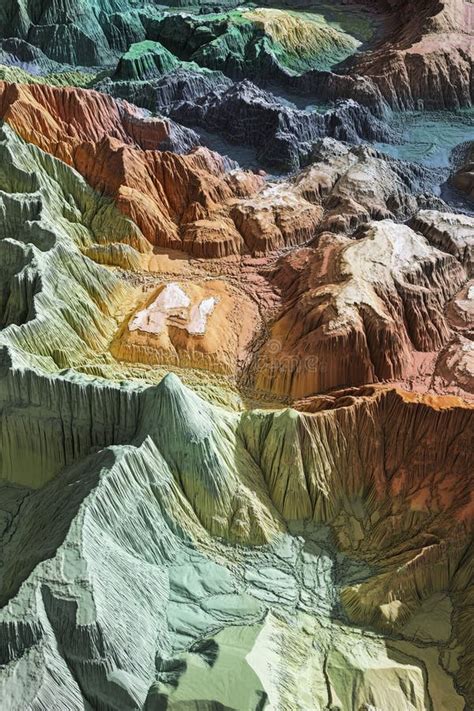 A 3d Interactive Terrain Map Showing Geological Gis Network Overlays Stock Illustration