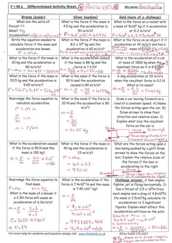 Force And Acceleration Fma Newtons Second Law 2nd Law Resultant