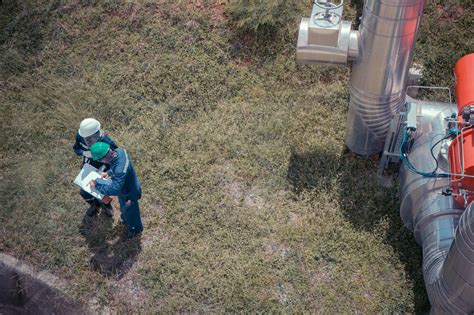 Premium Photo Top View Male Two Worker Inspection Visual Pipeline Valve