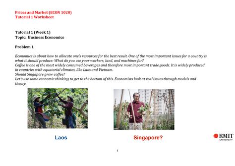 pricesandmarket econ1020 tutorial worksheet week 1 prices and