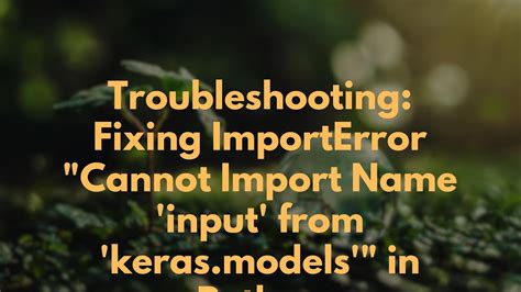 Troubleshooting Fixing Importerror Cannot Import Name Input From