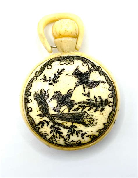 Antique 1930s Scrimshaw Compass Iapello Arts And Antiques