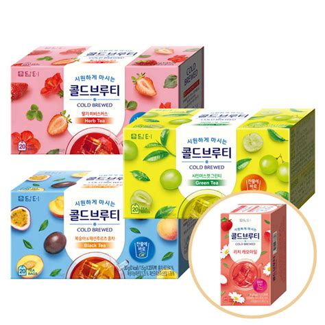 담터 담터 콜드브루티 20티백 4종 모음전 [샤인머스캣 그린티 복숭아 패션후르츠 홍차 딸기 히비스커스 리치 캐모마일] 위시버킷