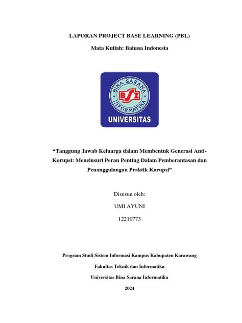 Laporan Project Base Learning Uts Bindo Pdf
