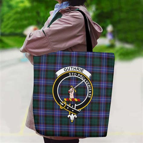 Scottish Guthrie Clan Badge Tartan Canvas Bag With Shoulder Strap