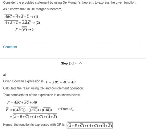 solved using demorgan s theorem express the function f abc