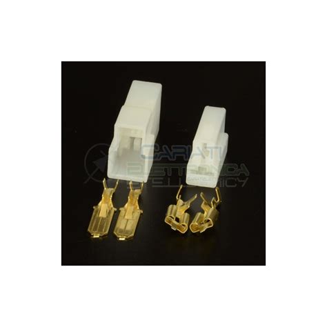 Kit Blocchetti Blocchetto Connettori Faston 2 Poli 6 35mm Maschio F