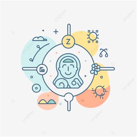 그녀의 주위에 아이콘을 가진 여자의 아이콘 벡터 안녕 직계 아이콘 평면 아이콘 Png 일러스트 및 벡터 에 대한 무료