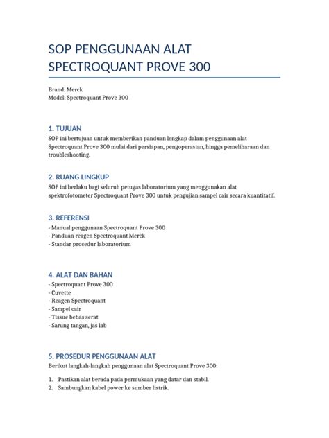 Sop Spectroquant Prove 300 Merck Pdf