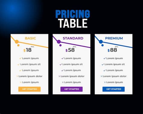 Premium Vector Corporate Pricing Plans Comparison Table Business