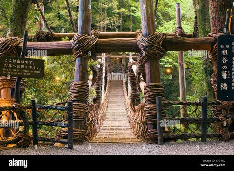 Vine Bridge Crossing Iya Valley In Tokushima Prefecture Shikoku Japan