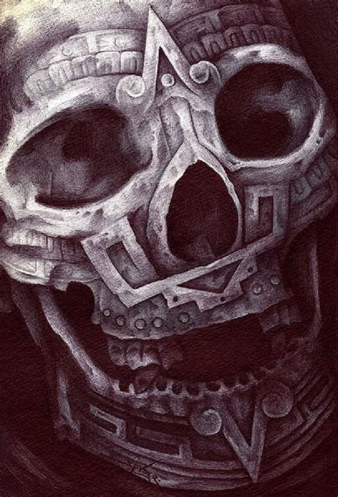 Aztec Skull Tattoos Designs Aztec Skull By Qetza On Deviantart