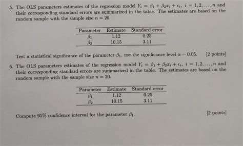 Solved 5 The Ols Parameters Estimates Of The Regression