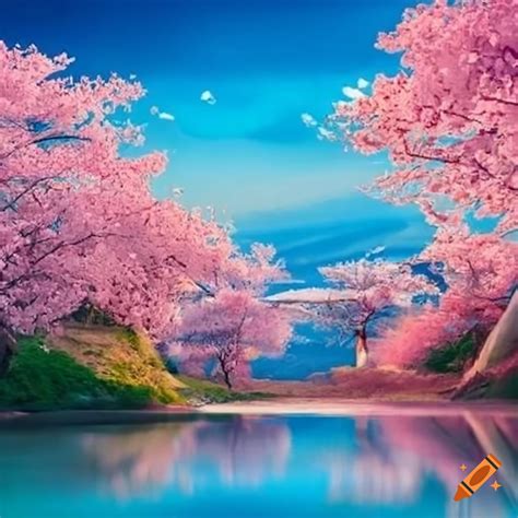 Cherry blossom landscape on Craiyon