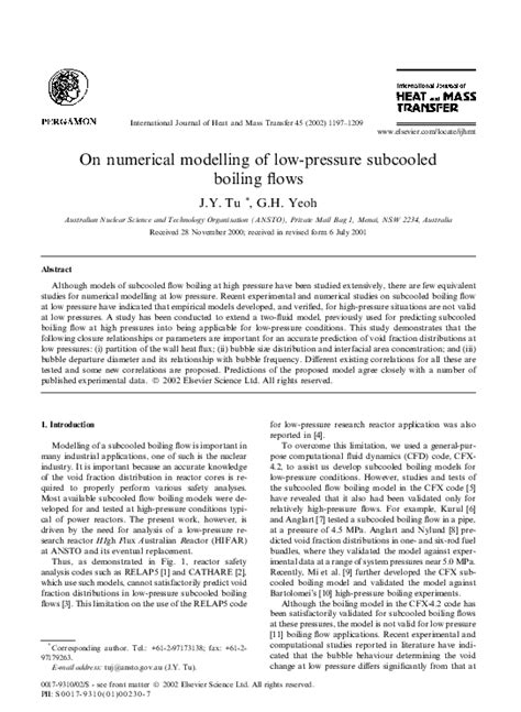 Pdf Low Pressure Subcooled Boiling Flow Modelling