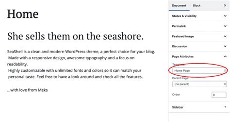 Home Page Setup Seashell Wordpress Theme Documentation Meks
