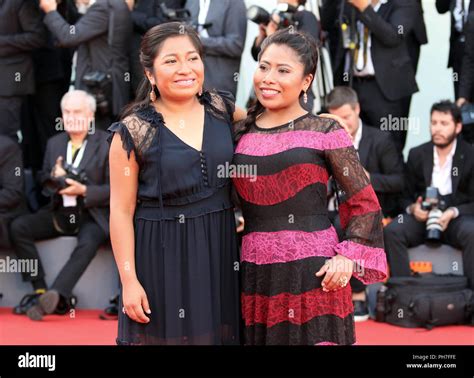 Europe Italy Lido Di Venezia 30 August 2018 Nancy Garcia And Yalitza Aparicio At The Red