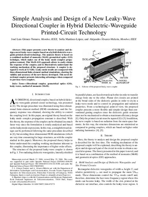 Pdf Simple Analysis And Design Of A New Leaky Wave Directional