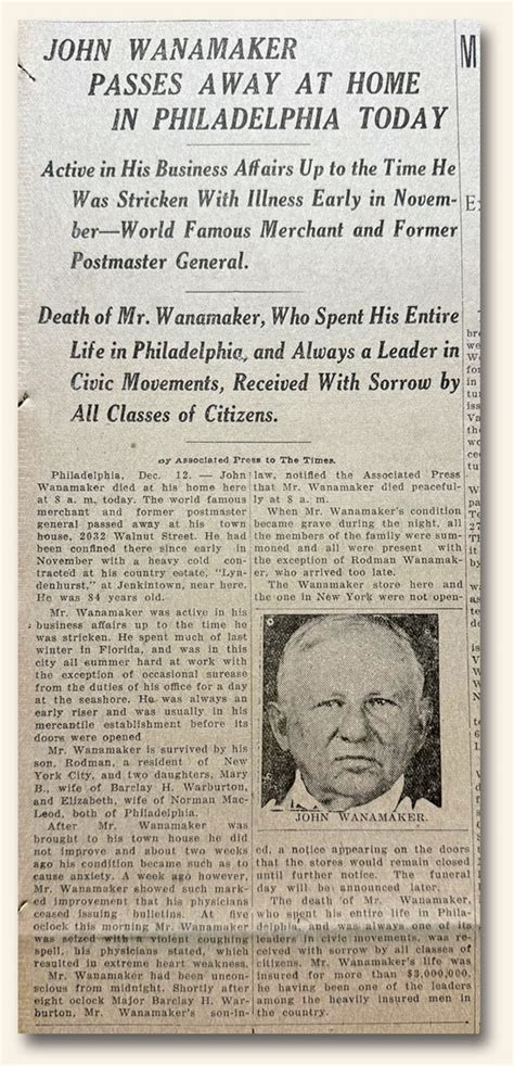 Whos Who In Newspapers John Wanamaker Edition Historys Newsstand Blog