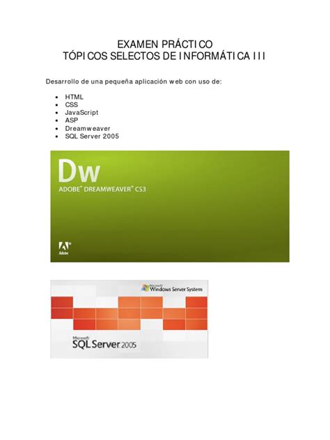 Examen Practico Web 2009b Pdf Tabla Base De Datos Script Java