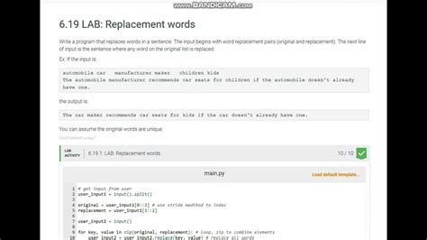 Python 619 Lab Replacement Words Youtube