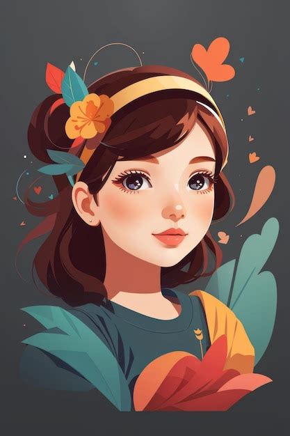 Simple Girl Cute Vector Design Designer Flat Premium Ai Generated Image