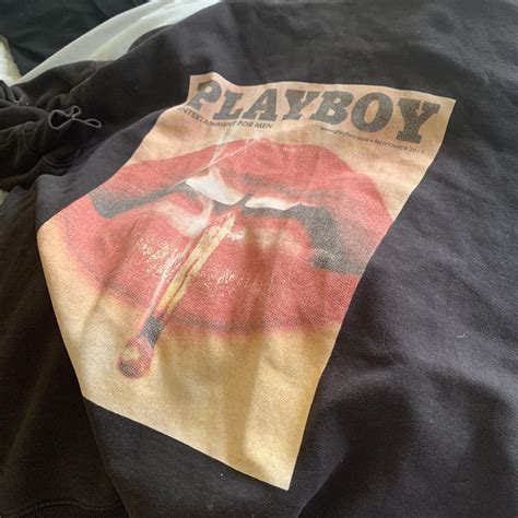 Playboy X Missguided Match Graphic Black Hoodie Depop