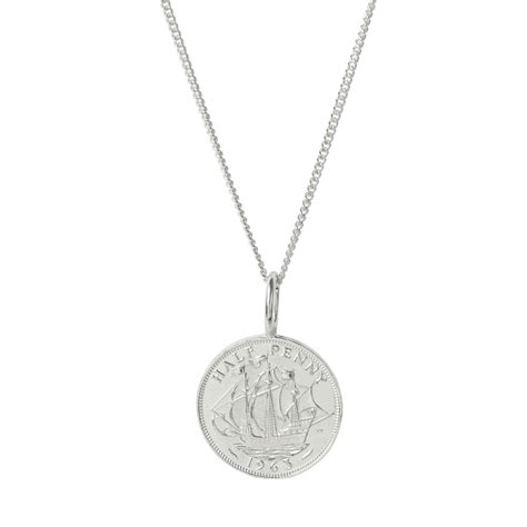 British Half Penny And Chain In Sterling Silver Katie Mullally Wolf