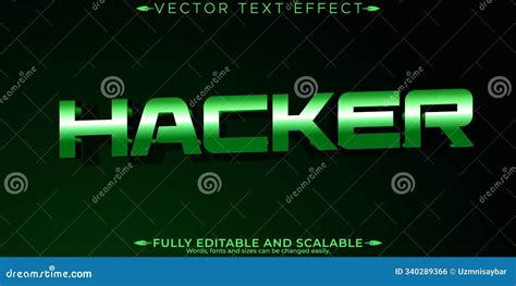 Hacker Editable Text Effect Editable Computer And Code Text Style Stock Vector Illustration