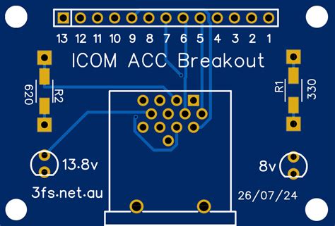 Icom Pin Accessory Breakout PCB VK FS