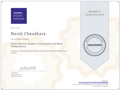 Harsh Chaudhary On Linkedin Certificationcomplete Finiteelementanalysis Continuouslearning