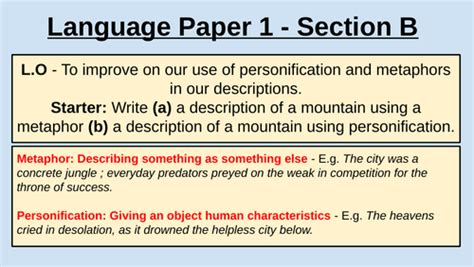 Aqa Language Paper One Section B Teaching Resources