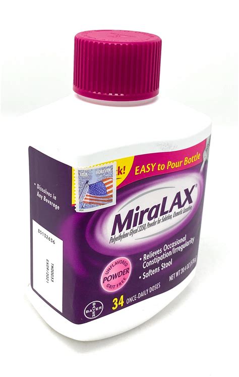 Miralax Powder Laxative 20 4oz 34 Doses Gentle Relief For Constipation Buy Now With