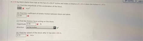 Solved A 3 70⋅kg Block Starts From Rest At The Top Of A
