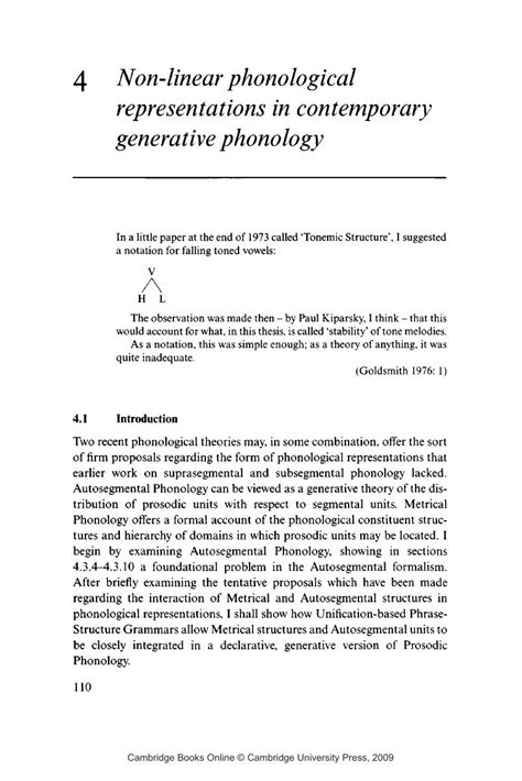 Non Linear Phonological Representations In Contemporary Generative Phonology Chapter 4