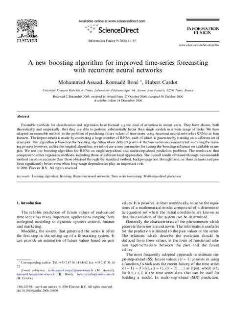 Pdf A New Boosting Algorithm For Improved Time Series Forecasting With Recurrent Neural Networks