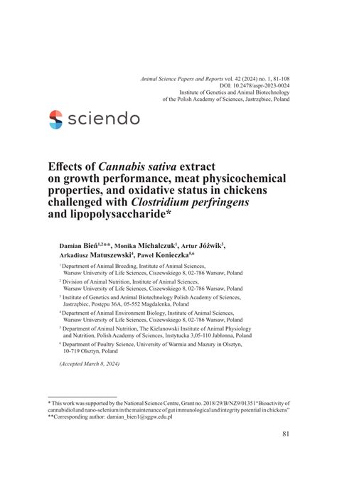 Pdf Effects Of Cannabis Sativa Extract On Growth Performance Meat
