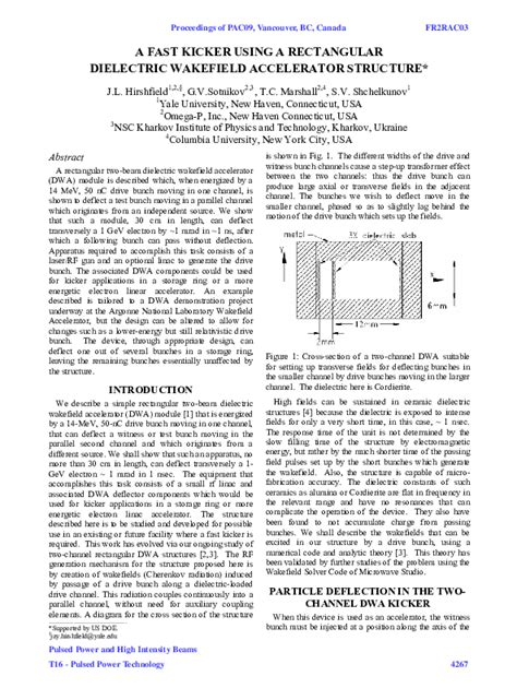 Pdf A Fast Kicker Using A Rectangular Dielectric Wakefield