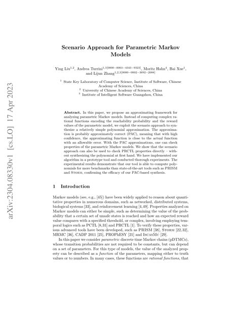 Pdf Scenario Approach For Parametric Markov Models