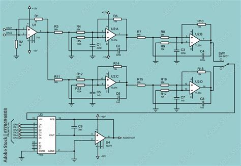 Schematic Diagram Of Electronic Device Vector Drawing Electrical