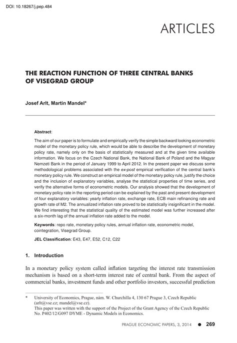 Pdf The Reaction Function Of Three Central Banks