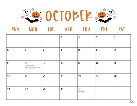 October 2024 Calendar Page Printable Free Dusty Glynnis