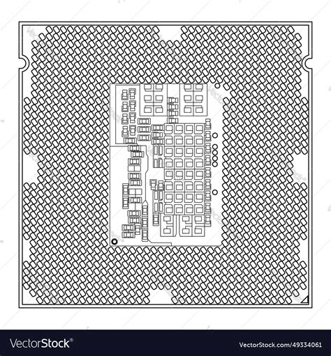 Simple Of Digital Electronic Computer Cpu Chip Vector Image
